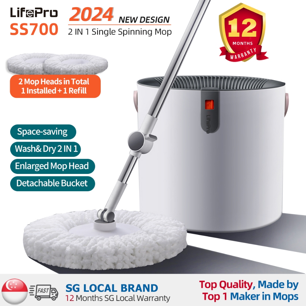 【Ready Stock in SG】LIFEPRO SS700 Single Bucket Spin Mop/ Magic Mop/ 2 ...