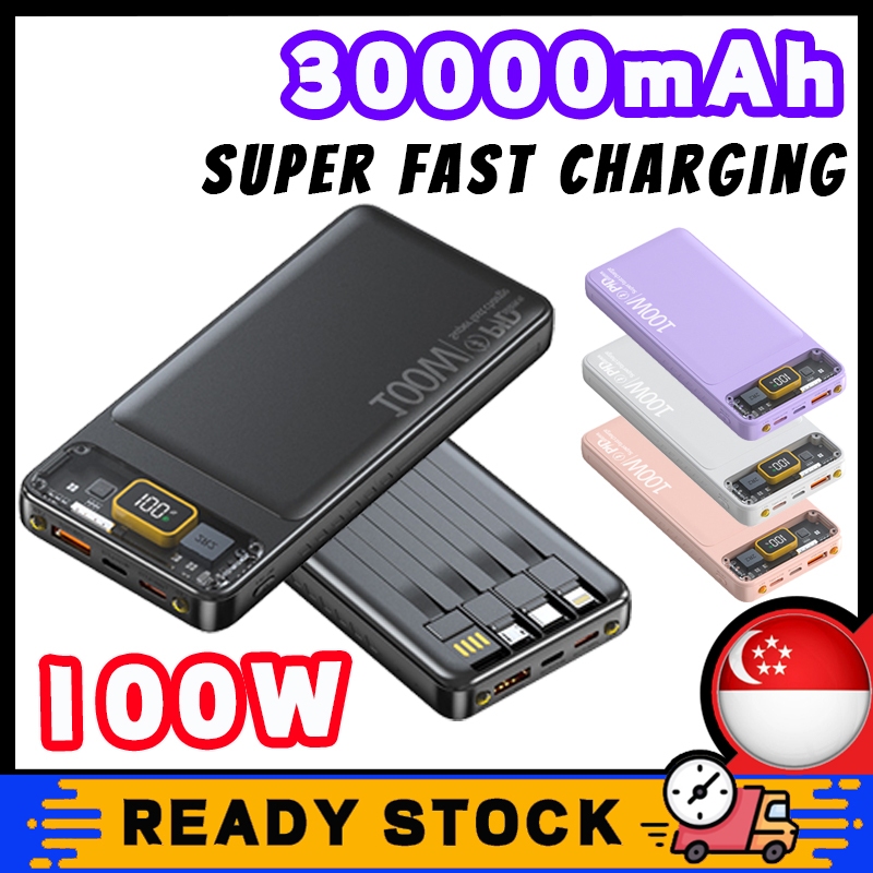 SG🔥 [READY STOCK] 30000mah Powerbank Fast Charging With Cables 100W ...