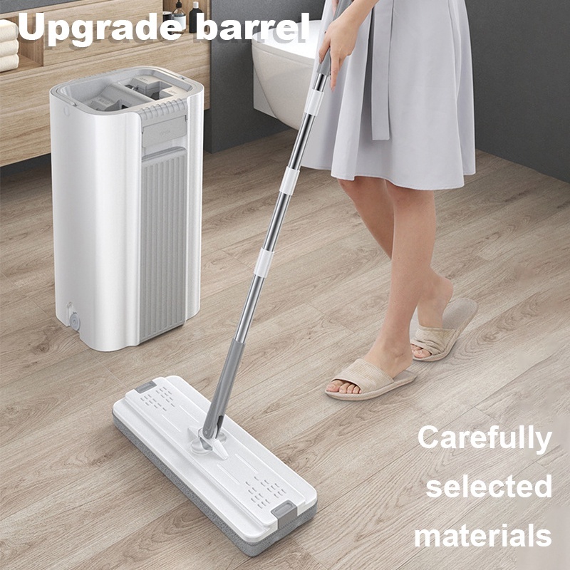 [SG Stock] Free 2pads New Mop Self-Wash Squeeze Dry Flat Mop With ...