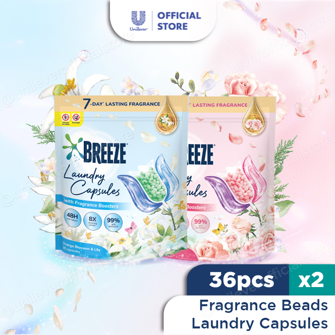 [Bundle of 2] Breeze Laundry Capsules with Fragrance Booster Beads 36 ...