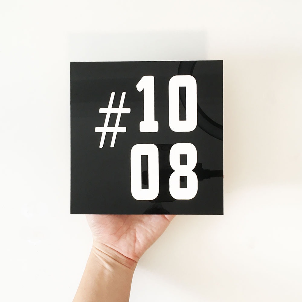17cm - WHITE ON BLACK - HDB Unit Number, Condo Unit Number, Address ...