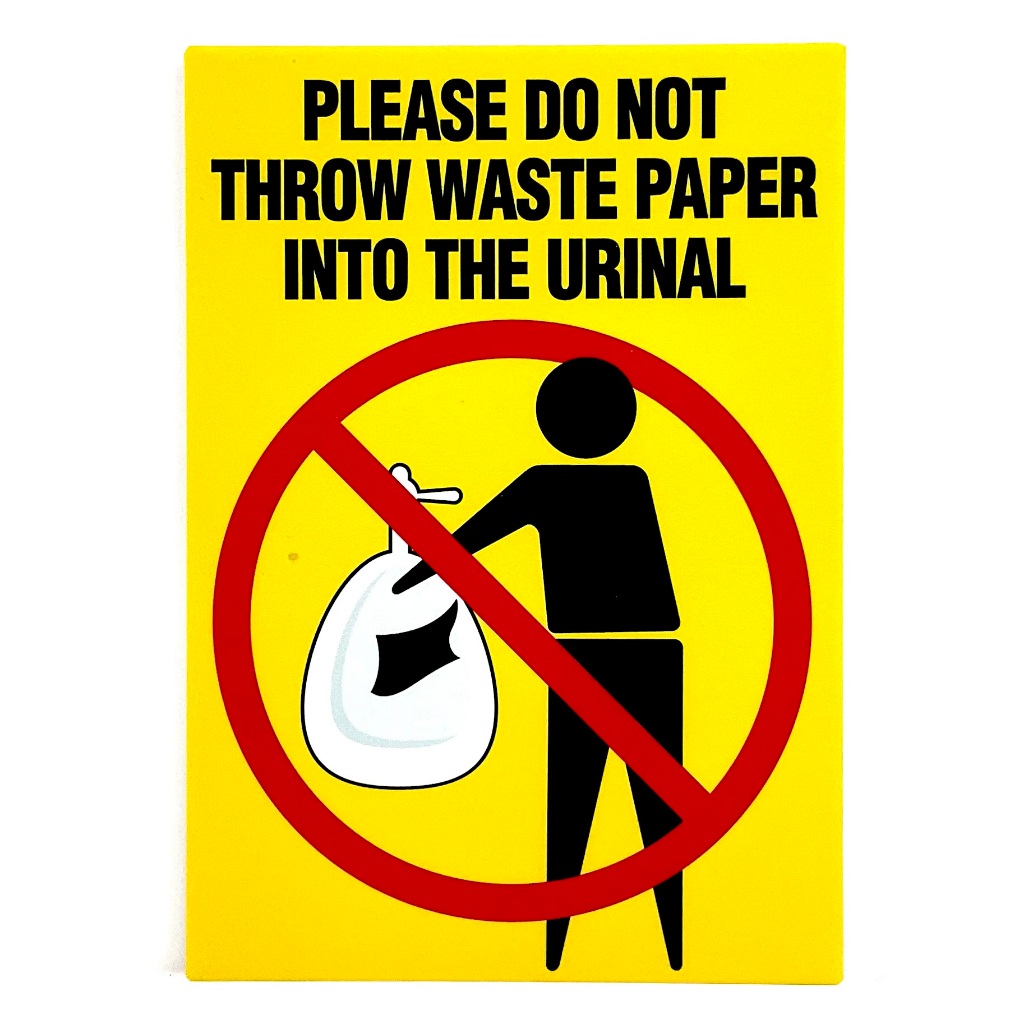 PLEASE DO NOT THROW WASTE PAPER INTO THE URINAL SIGN/SIGNAGE | 148m x 210mm | HYGIENCE SIGN ...