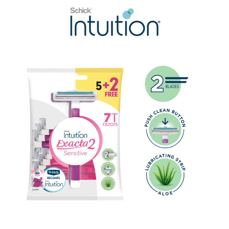(Bundle of 2) Intuition Exacta 2 Female Disposable Razors Sensitive (5 ...