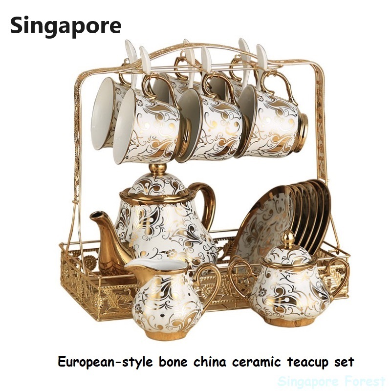 European court style bone china ceramic teapot and cup set high ...