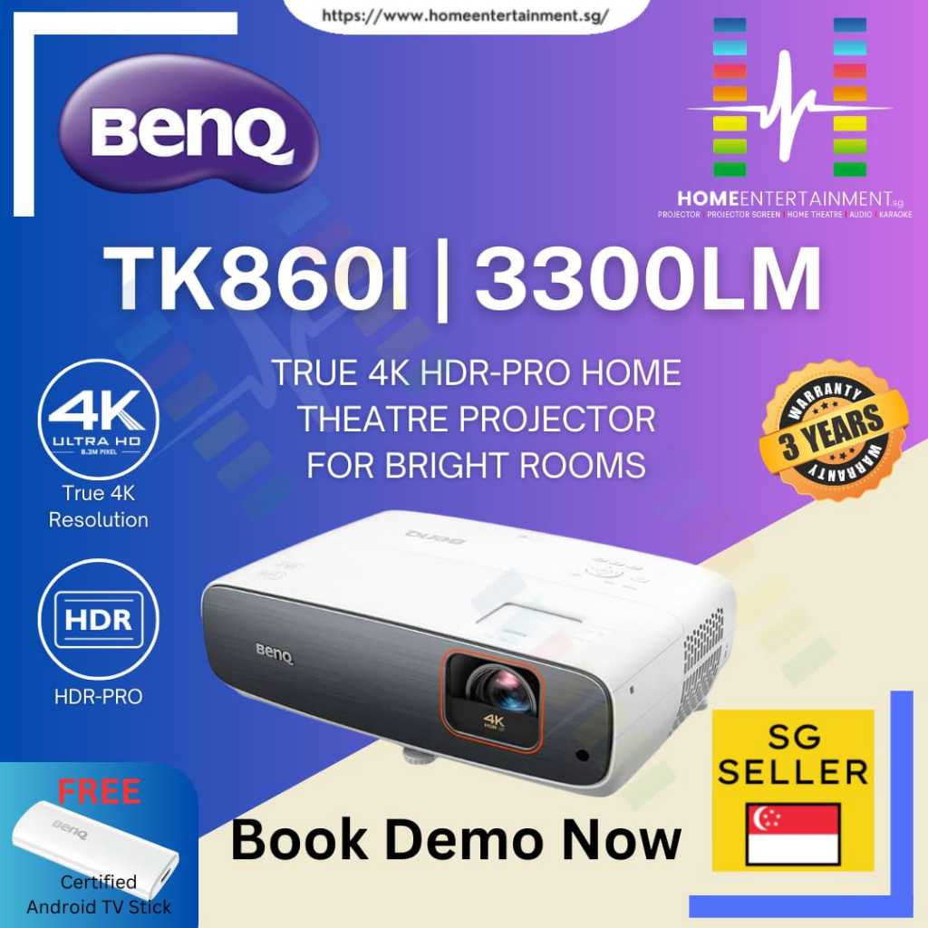 BenQ TK860i | HDR 3300 ANSI Lumens Smart Home Theater True 4K Projector ...