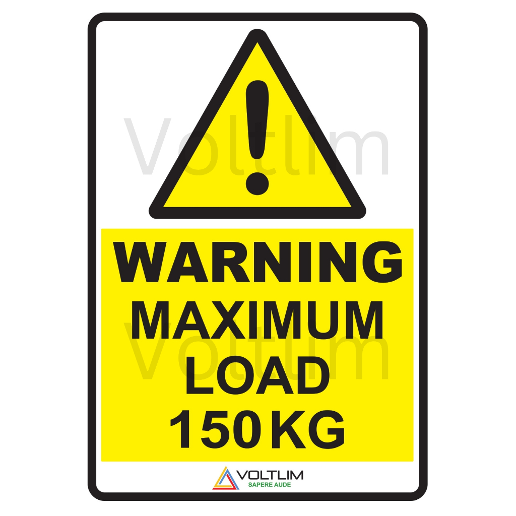 Warning Maximum Load 150 KG Floor Sign Label Sticker (various sizes ...