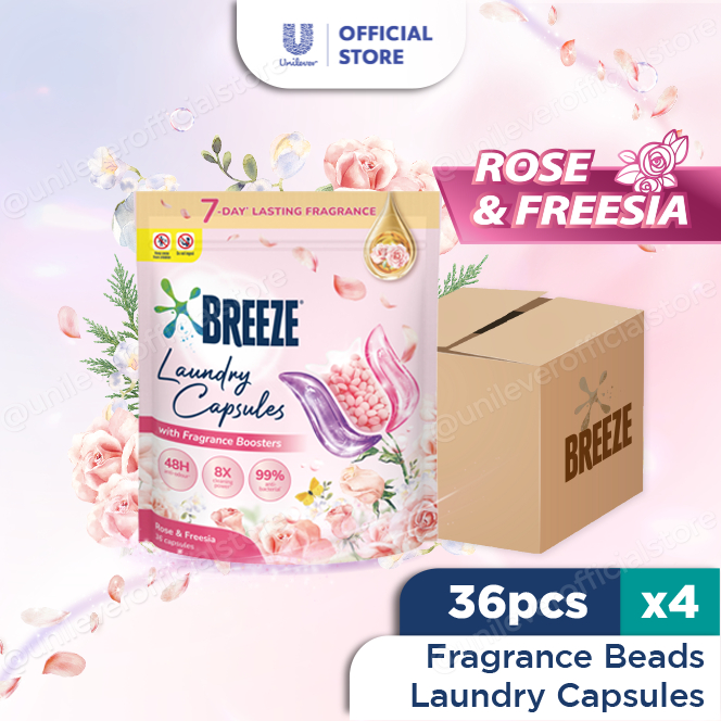 [Bundle of 4] Breeze Laundry Capsules with Fragrance Booster Beads 36 ...