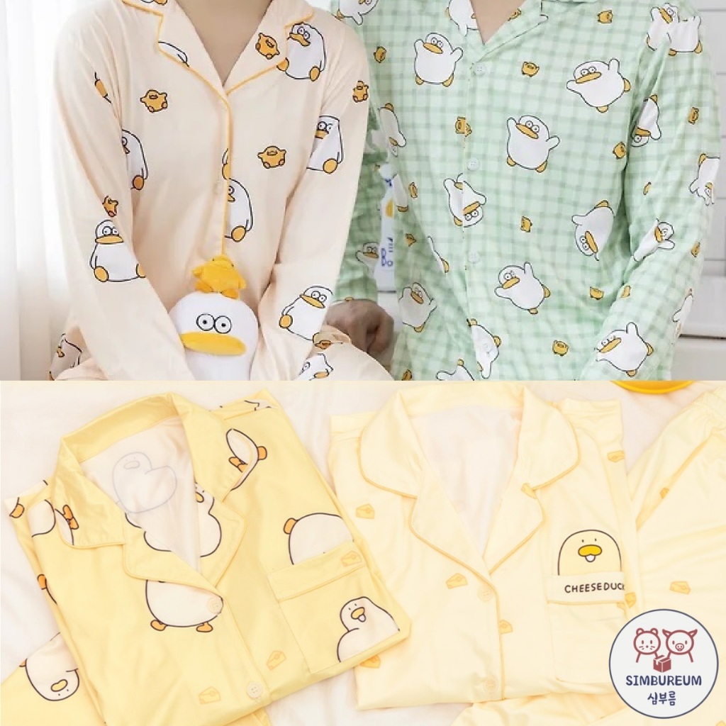 Korea Duck Emoticon Character Cheese Duck ODUNG Unisex Pajama Set ...