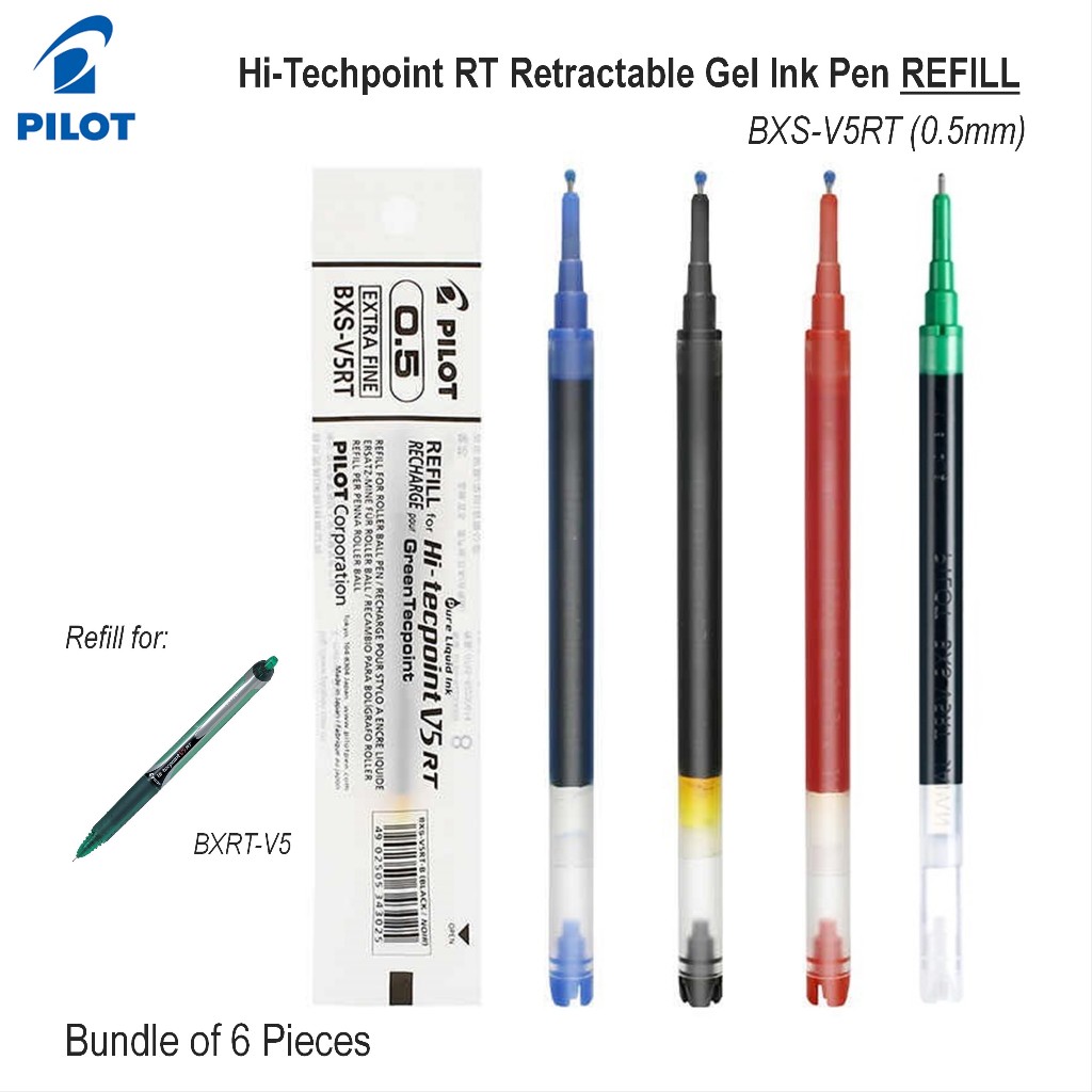 Pilot Hi-Techpoint RT Retractable Gel Ink Pen Refill BXS-V5RT 0.5mm ...