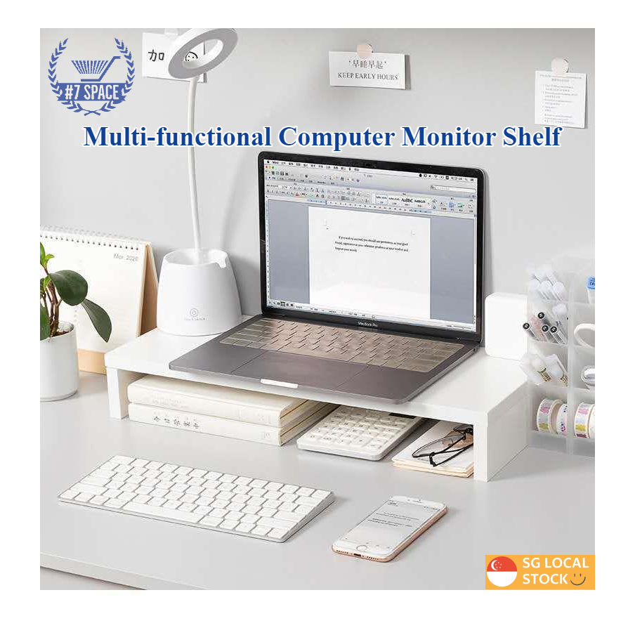 🔥SG LOCAL STOCK🔥Multi-functional Office Computer Monitor Shelf Wooden ...