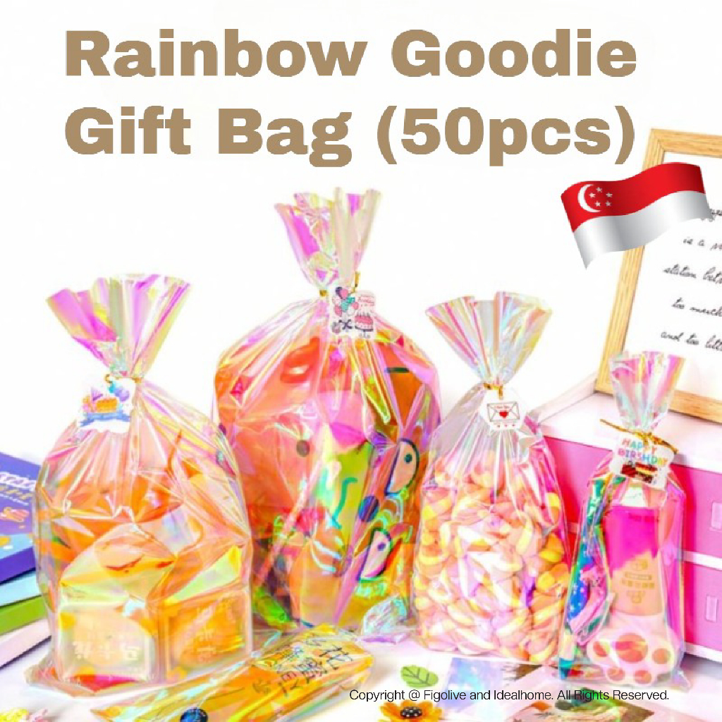 [SG Instock] 50pcs Holographic Rainbow Goodie Gift Bag for Candy Party ...