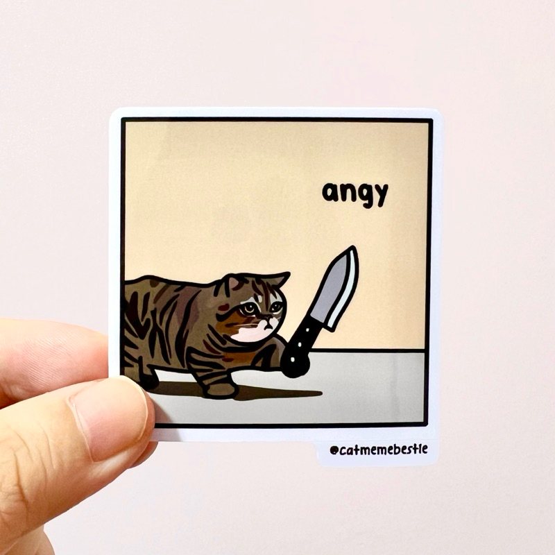 (SG) Corporate Humor Cat Meme Sticker "angy" Waterproof Vinyl Sticker ...