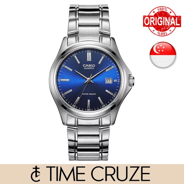 [Time Cruze] Casio MTP-1183 Blue Dial Date Quartz Stainless Steel Men Watch MTP-1183A-2ADF MTP ...