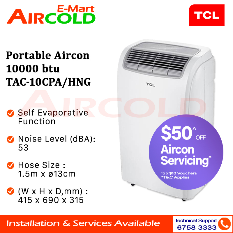 (PRE-ORDER) TCL Portable Aircon 10000 btu TAC-10CPA/HNG | Shopee Singapore