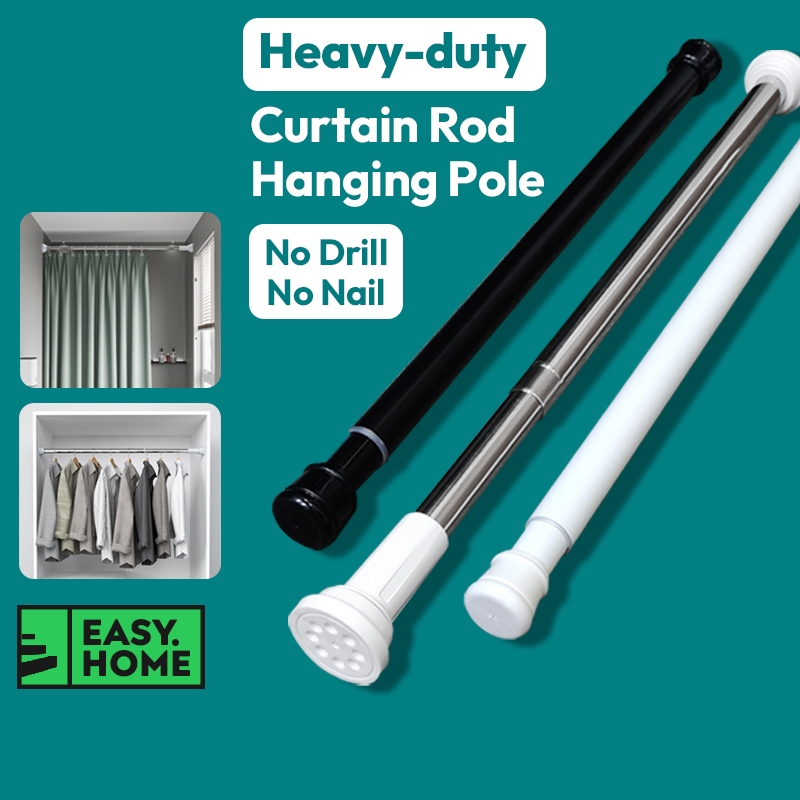 【SG Stock】 Stainless Steel Round Adjustable Extendable Curtain Rod ...