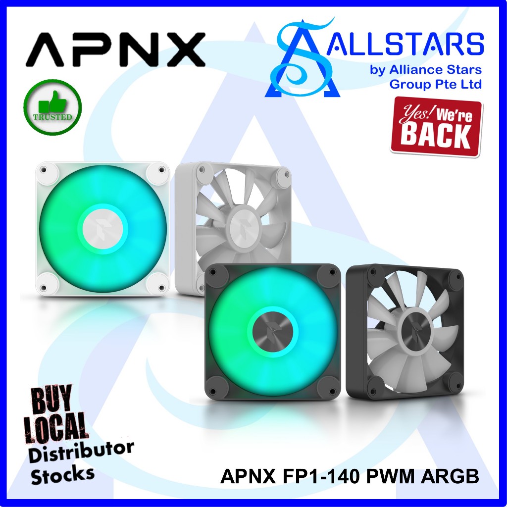 (ALLSTARS) APNX FP1-140 PWM ARGB (Choices of Black / White) RGB Fan ...