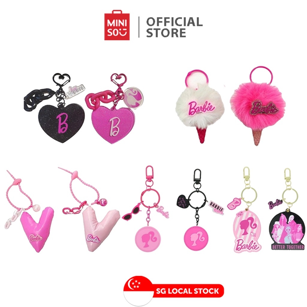 MINISO Barbie Collection Cute Keychains (Ice Cream/Heart Plush/Heart ...