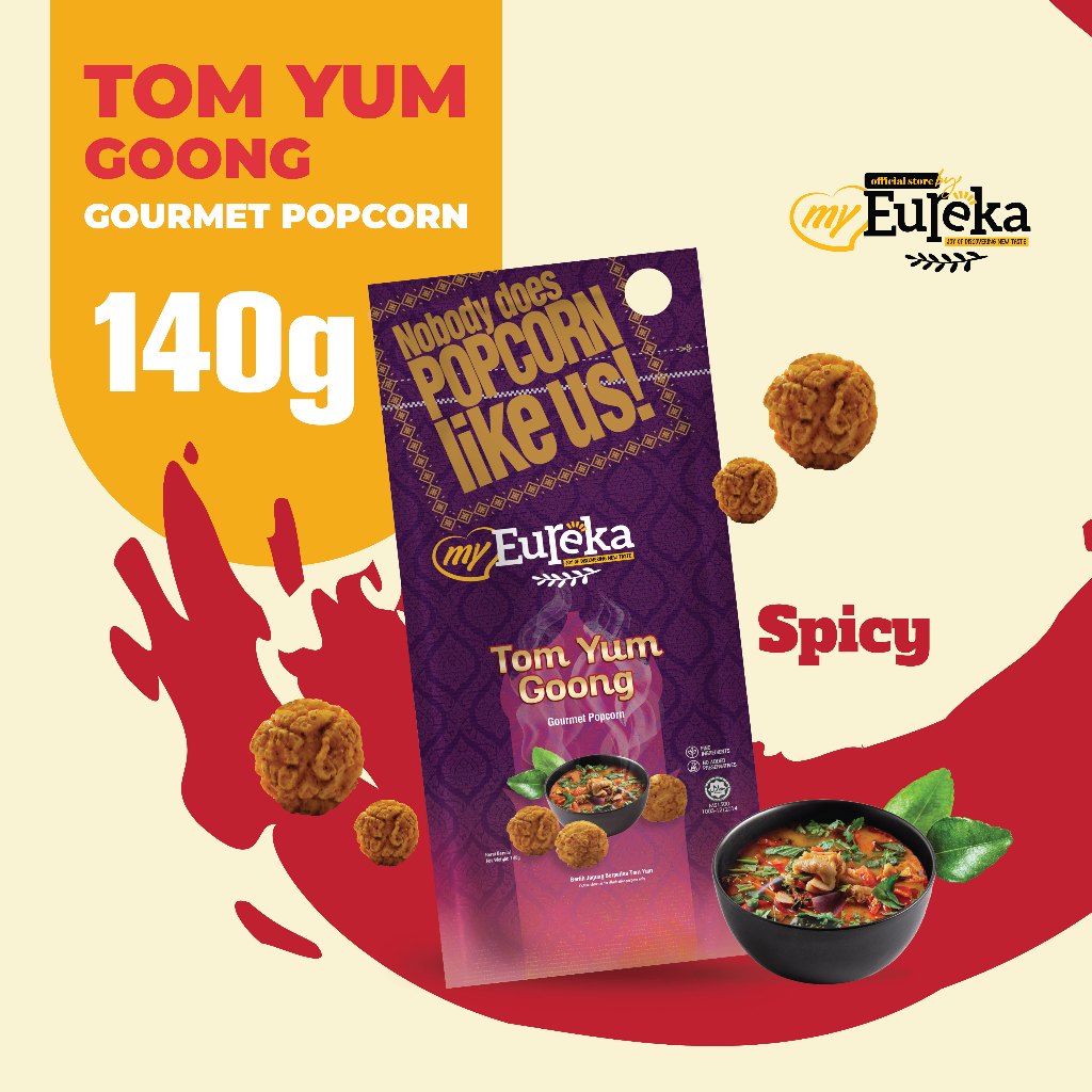 Eureka Tom Yum Goong Popcorn 140g Pack | Shopee Singapore