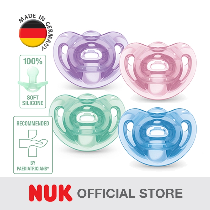 NUK Sensitive Silicone Soother | Pacifier | 100% Soft Silicone | Comfy Orthodontic Pacifier ...