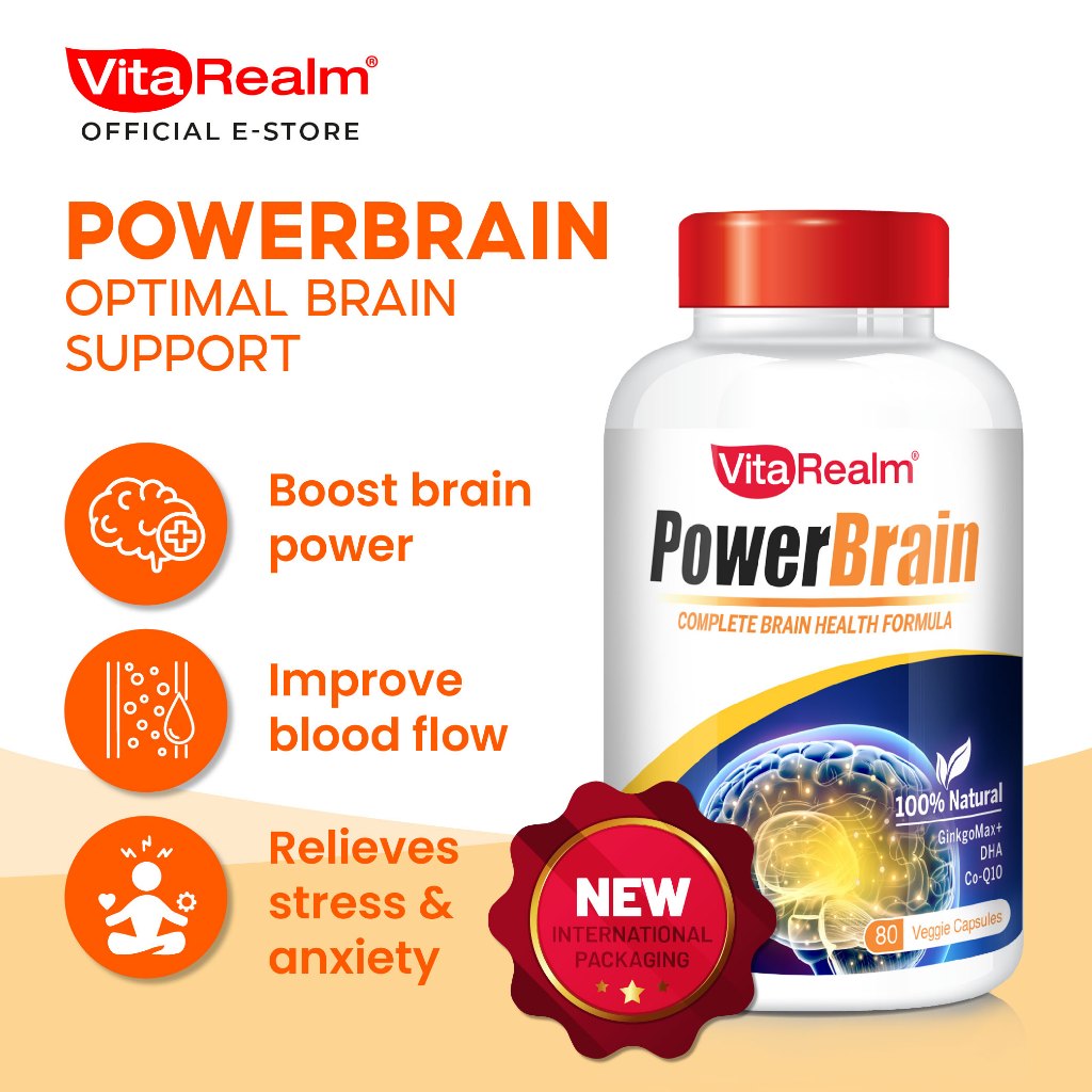 VitaRealm PowerBrain 80s (INTL) l Brain Booster Focus Anxiety Memory ...