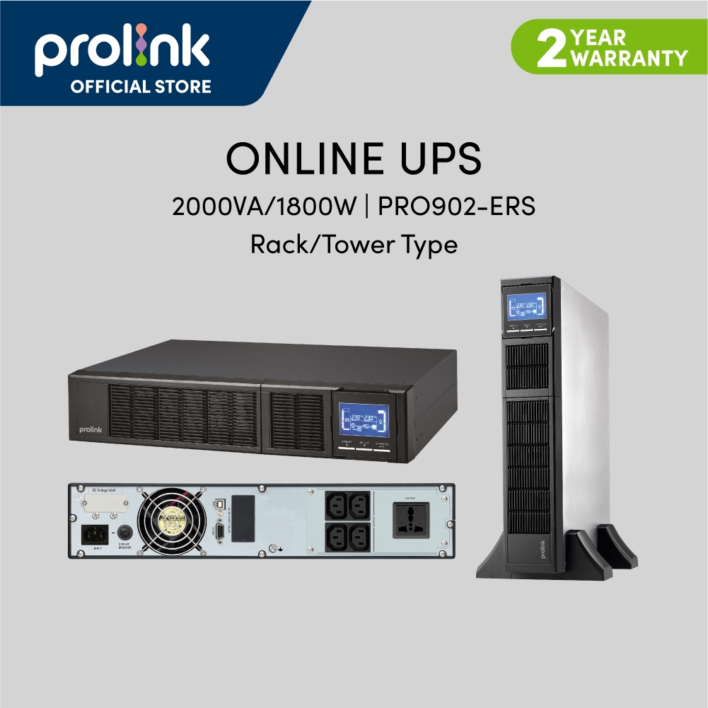 Prolink PRO902-ERS 2000VA 1800W | Pure Sine Wave | Rackmount Online Smart UPS with AVR | Shopee ...