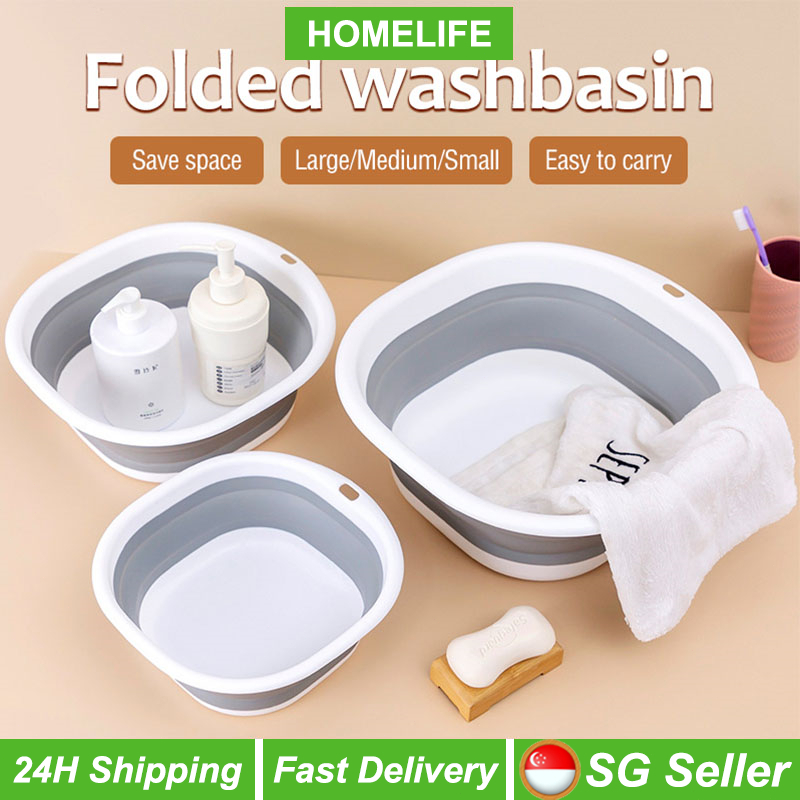 [SG Stock] 5L/10L/15L Foldable Wash Basin Tong Air dilipat Folding ...