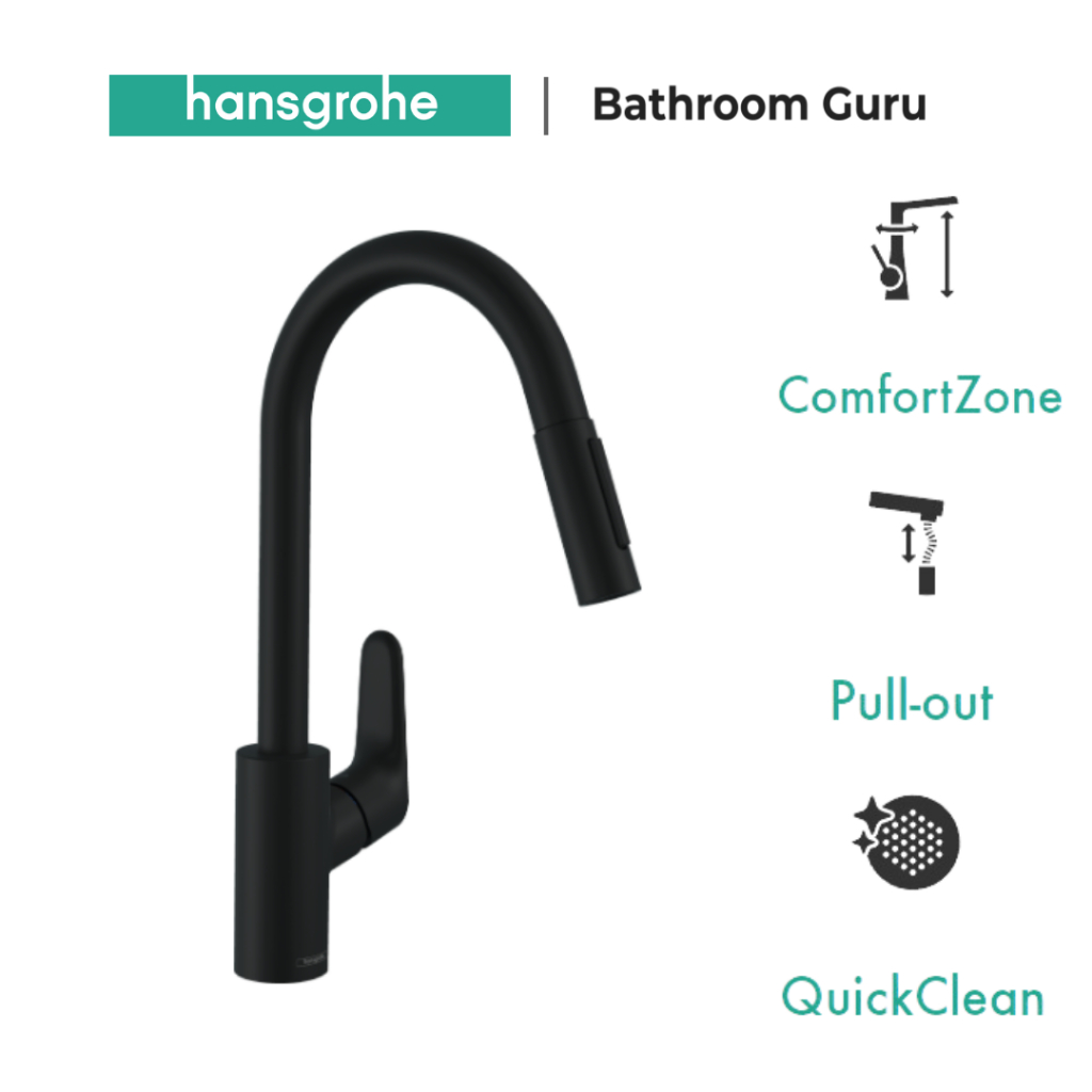 Hansgrohe Focus M41 Single Lever Kitchen Mixer 240, pull-out spray ...