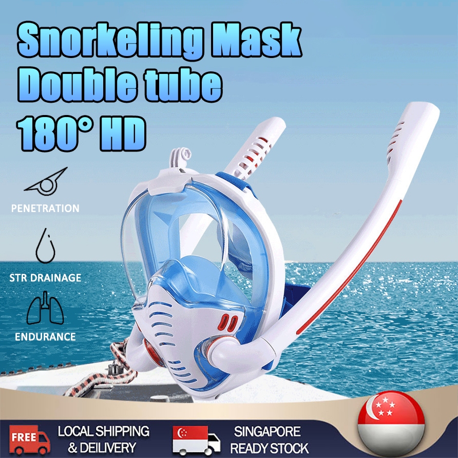 【READY STOCK】Diving Mask Double Tube Snorkeling Mask Anti-Leak Anti Fog ...