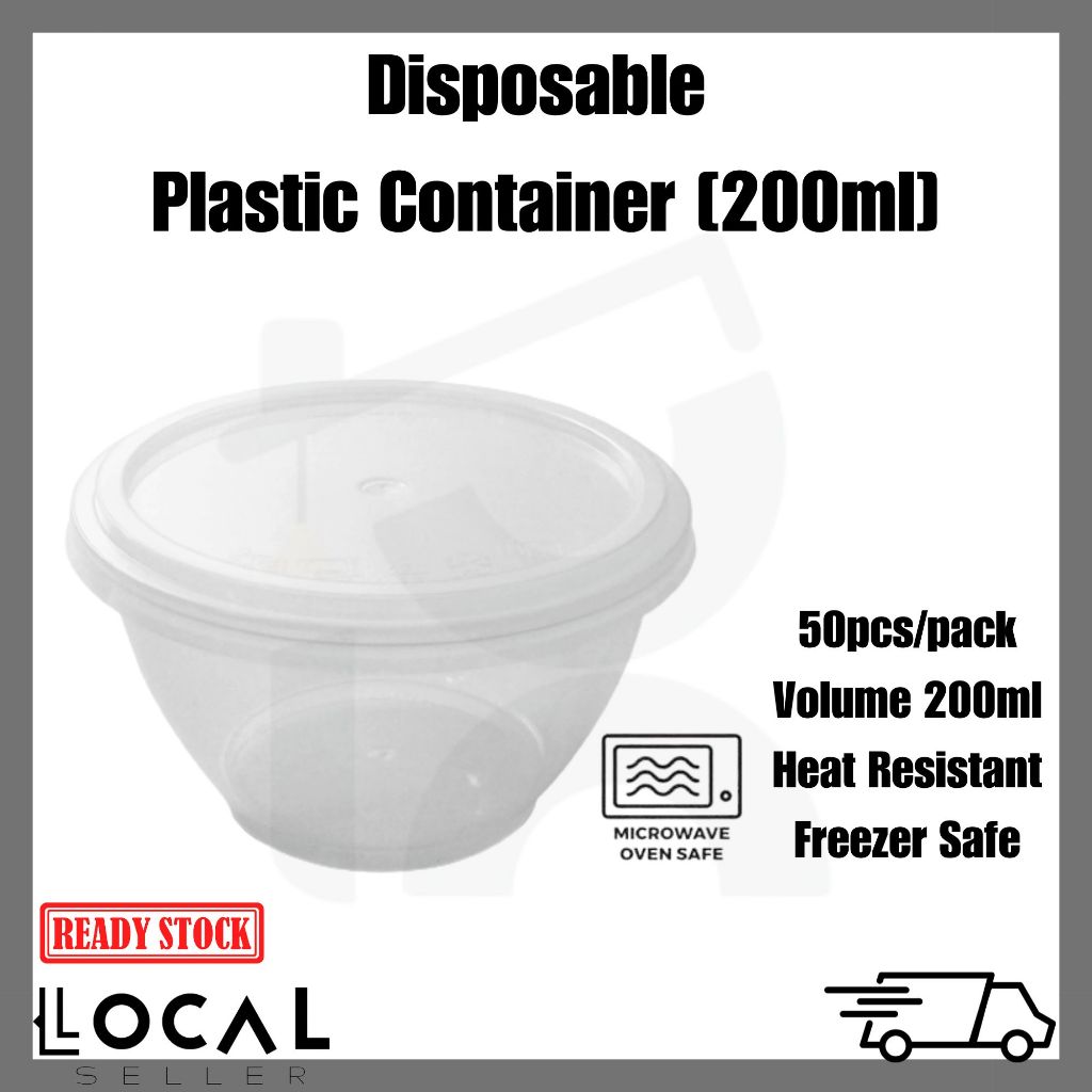 [SG Ready Stock][50Pcs] 200ml Round Disposable Plastic Container ...