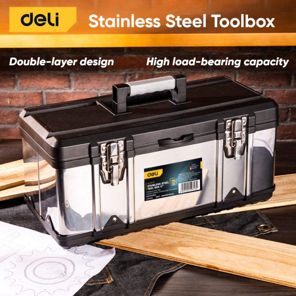 (SG Stock) DELI 2- layer Stainless Steel Hardware Storage Tool Box ...