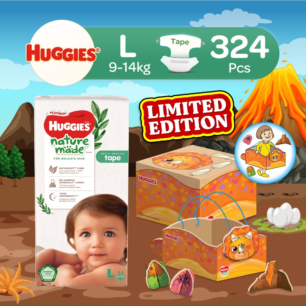 [Bundle of 2 Cartons] Huggies Platinum Naturemade Tape Diapers L ...