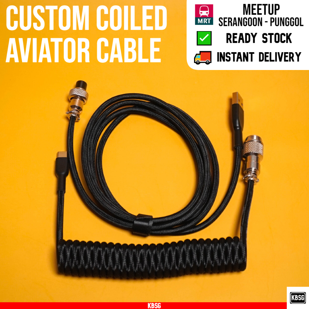 Custom coiled cable for Mechanical Keyboard Black ( Local Stock ...