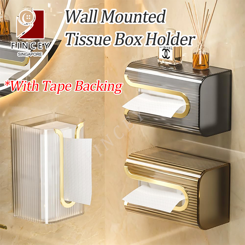 【SG】Tissue Box Holder Wall Mounted Face Towel Storage Box Rectangular ...