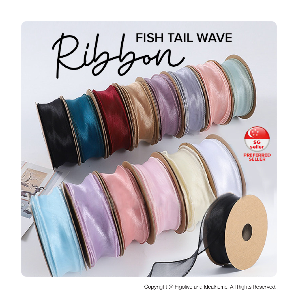 [SG Stock] 4cm wide Fish Tail Ribbon 9M per roll Organza Translucent ...