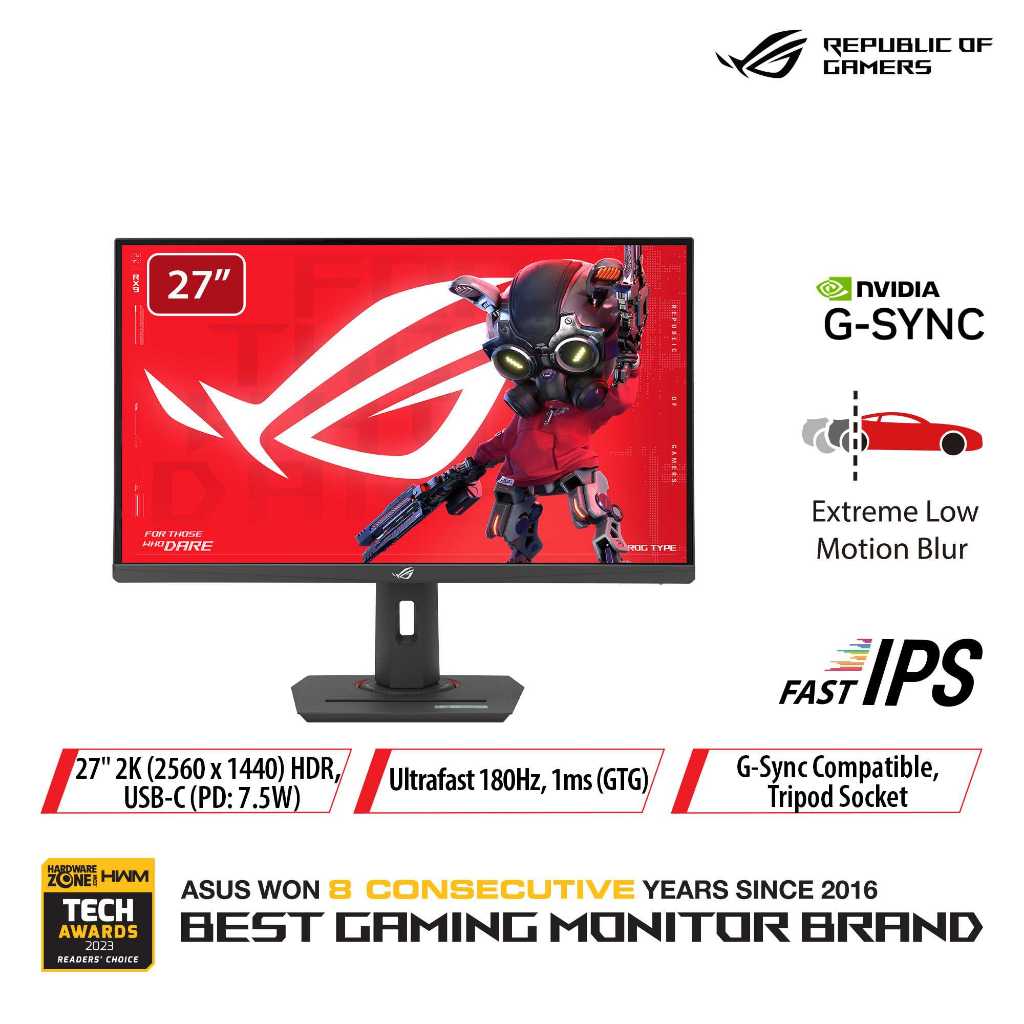 ASUS ROG Strix XG27ACS USB Type-C Gaming Monitor - 27", 2K QHD, 180Hz ...