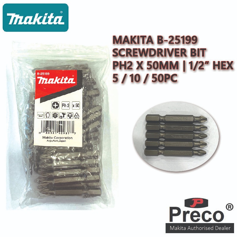 [SG Stock] Makita B-25199 Screw Bit PH2 1/4" Hex Magnetic (5/10/50pcs ...