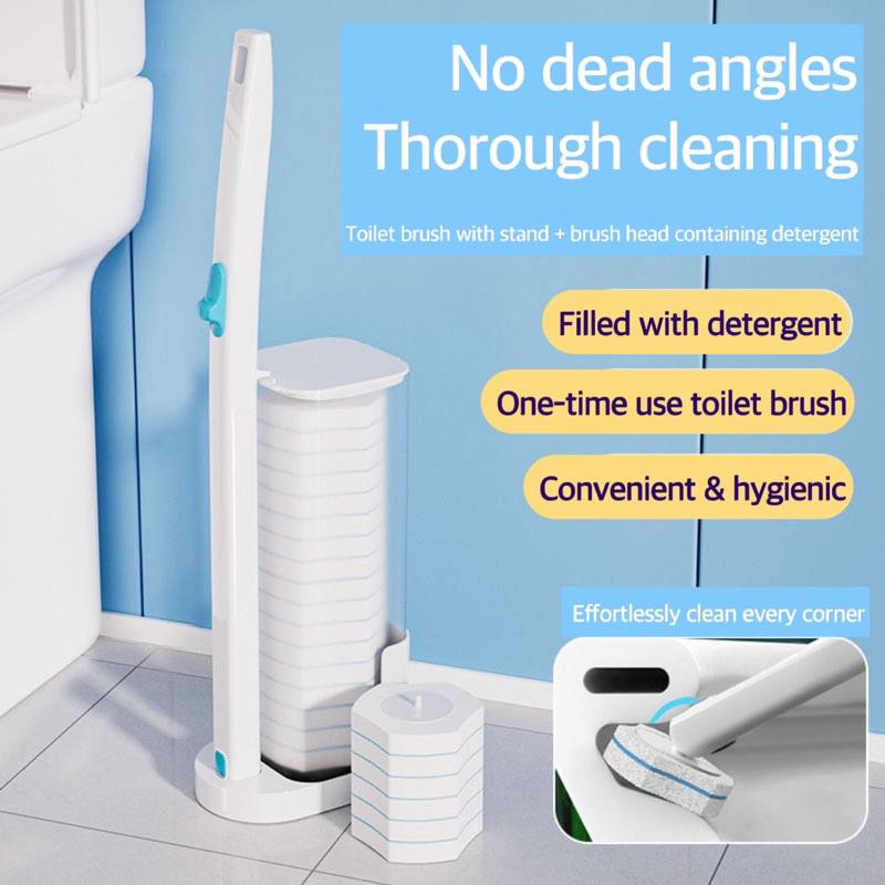 Disposable Toilet Brush Wall-Mounted Toilet Cleaning Tools with Holder ...