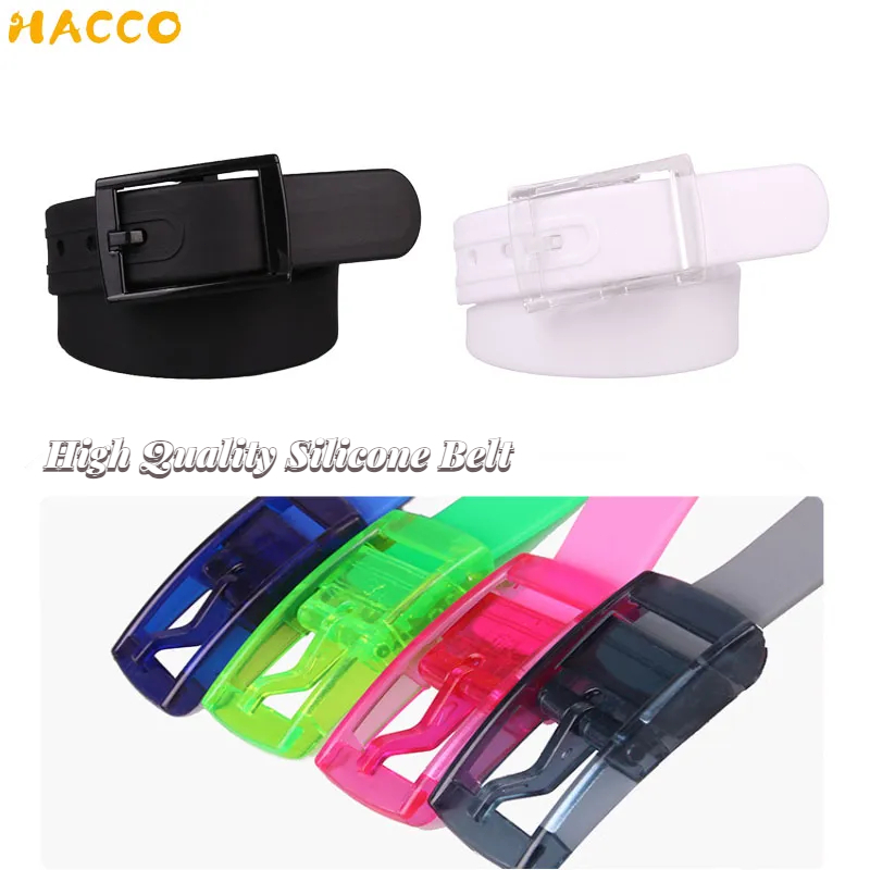 【SG】High Quality Silicone Belt Unisex Belts Plastic Buckle Belt Women's ...