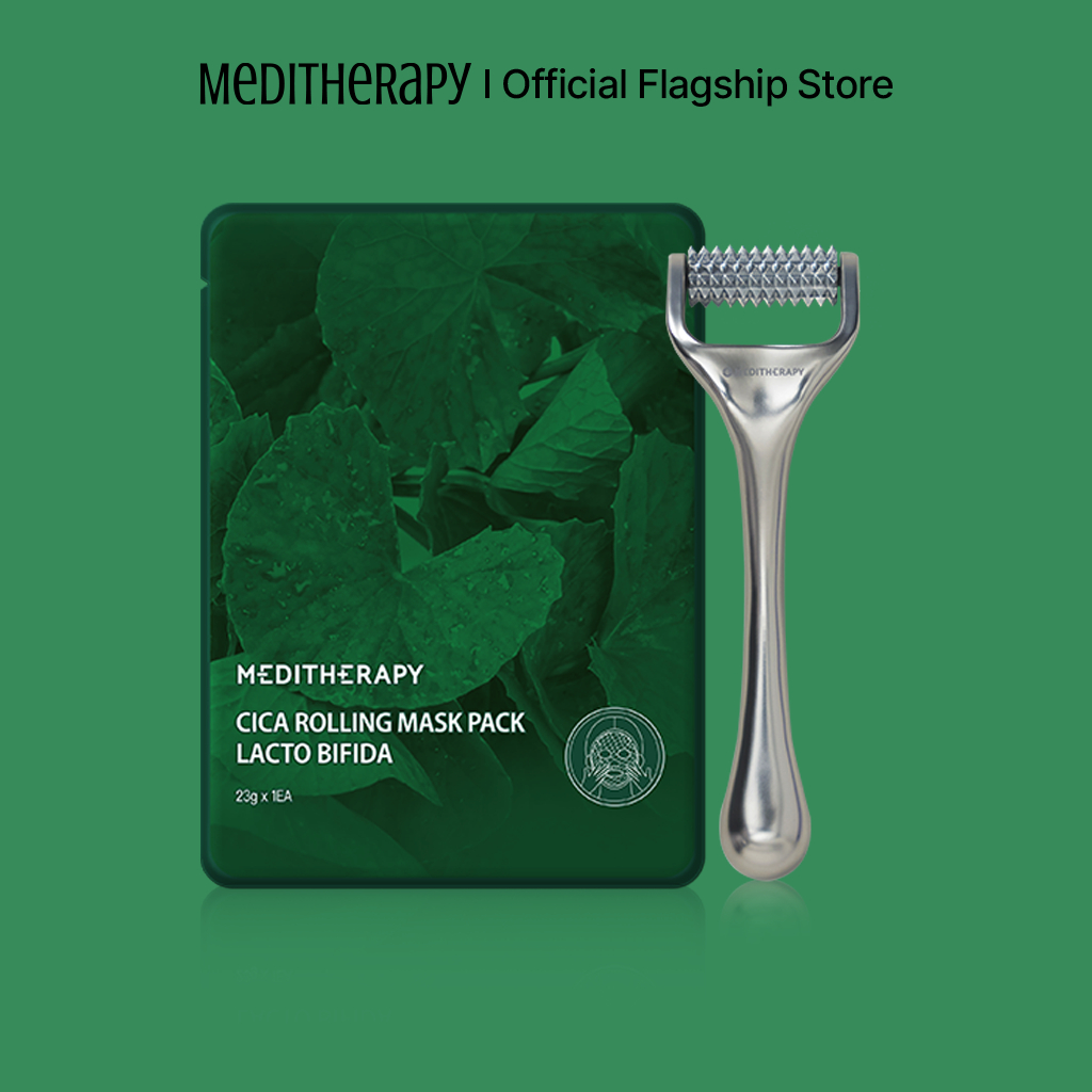 [MEDITHERAPY] CICA Centella Asiatica Pore Tightening Mask 7ea + Facial Massage Roller 1pc ...
