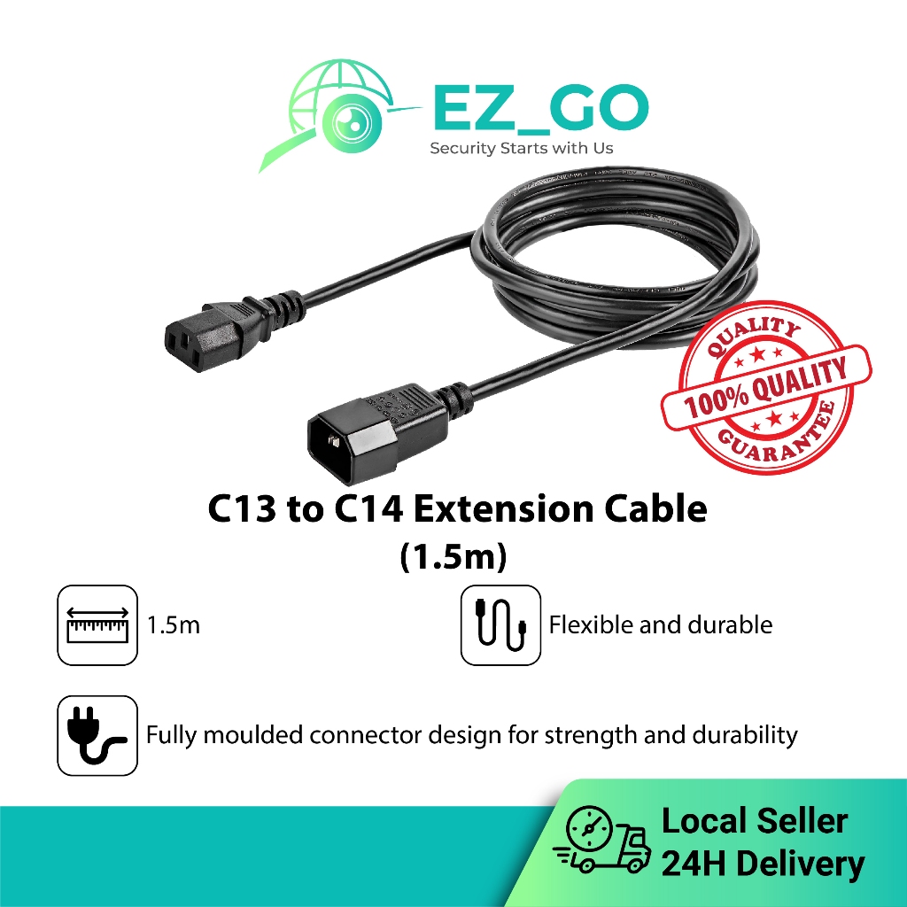 [SG SELLER] C13 to C14 Extension Cable Cord 250V 10A for PDU, UPS, PC ...