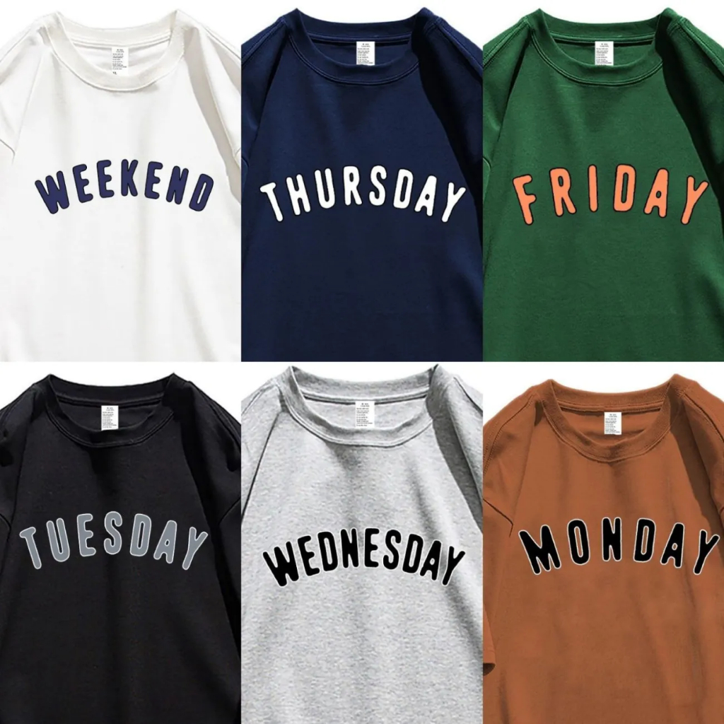 Days Of The Week Design T-Shirt Cute T-shirt Men Women Short Sleeve Tee ...