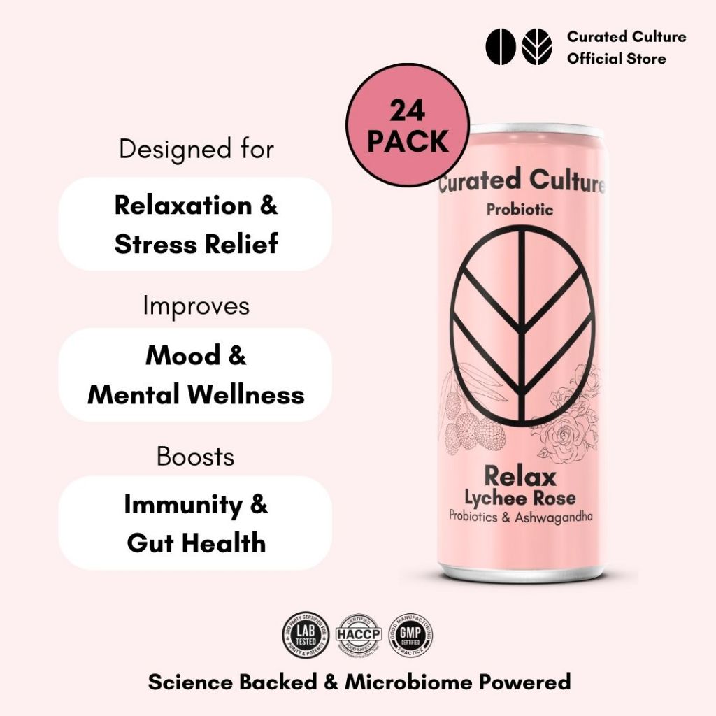 [24 Pack] Relax Lychee Rose - L. rhamnosus GG Probiotics & Ashwagandha ...