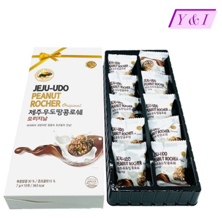 [Korean Snack] JEJU UDO PEANUT ROCHER original chocolate snack 70g 제주우도 ...
