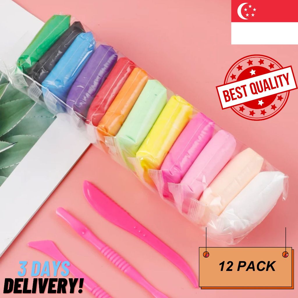 🎨SG Polymer Clay Super Light Soft Modeling Plasticine Children DIY Toys ...