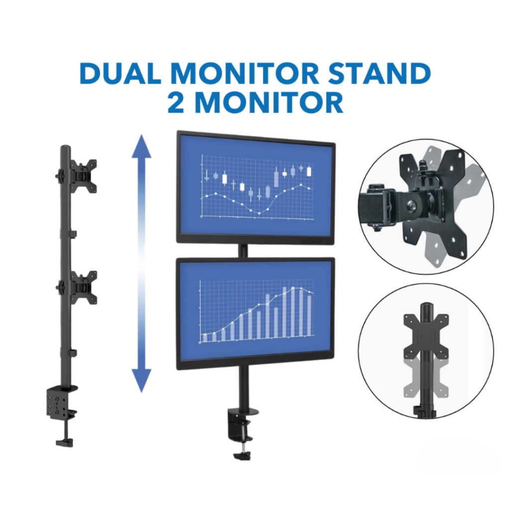 Dual Monitor Stand M063 Vertical 13-27" Adjustable Tilt Swivel VESA ...