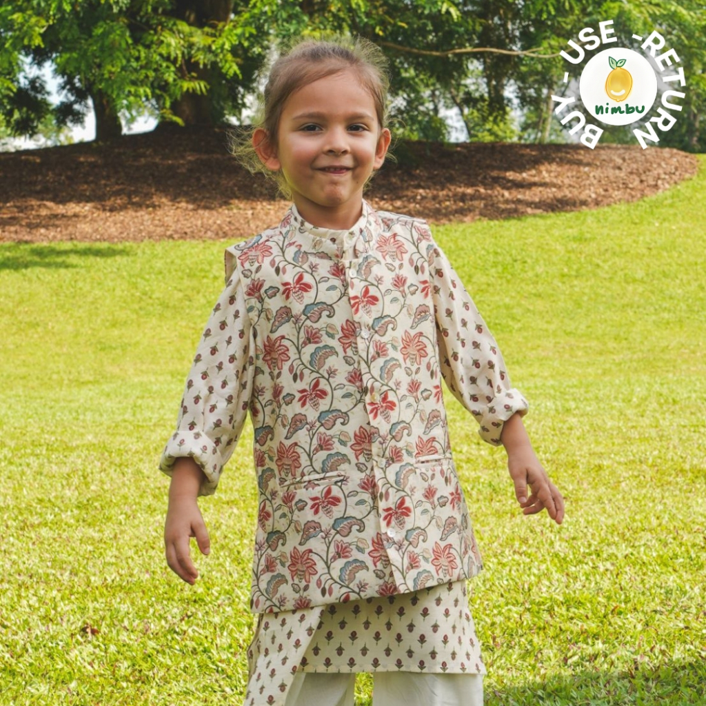 NIMBU Nia Boys Kurta Pajama Jacket set in Muslin Cotton Racial Harmony ...