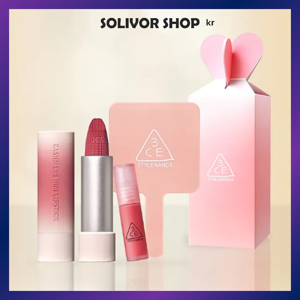 3CE NEW Cashmere Hug Lipstick 3.5g (+ free gift : mini blur tint + hand ...