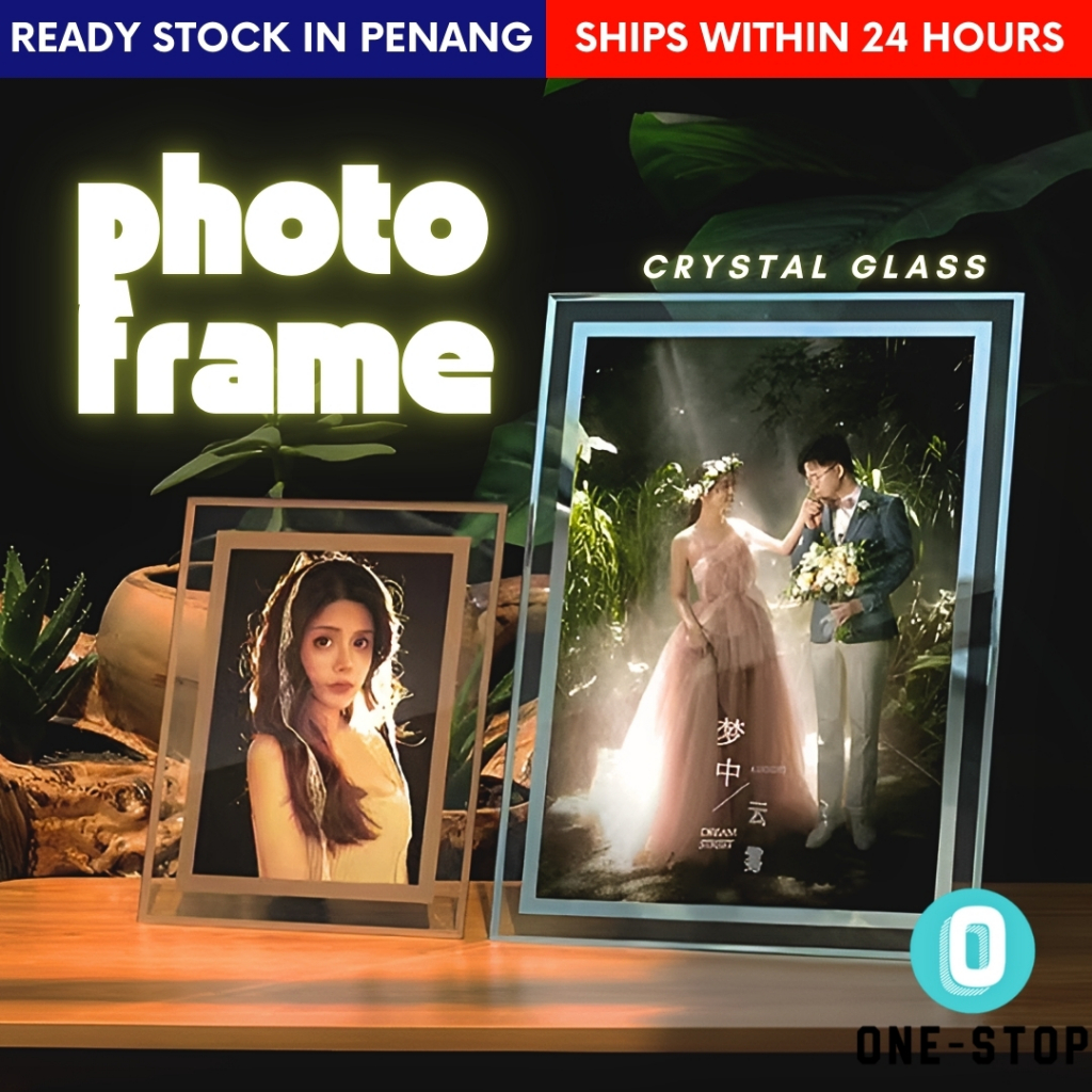 [𝐈𝐭𝐳𝐳 𝐌𝐲 𝐂𝐡𝐨𝐢𝐜𝐞] Crystal Glass Photo Frame | 4R 6R 8R A4 | Premium Kaca Bingkai | Elegant Home ...