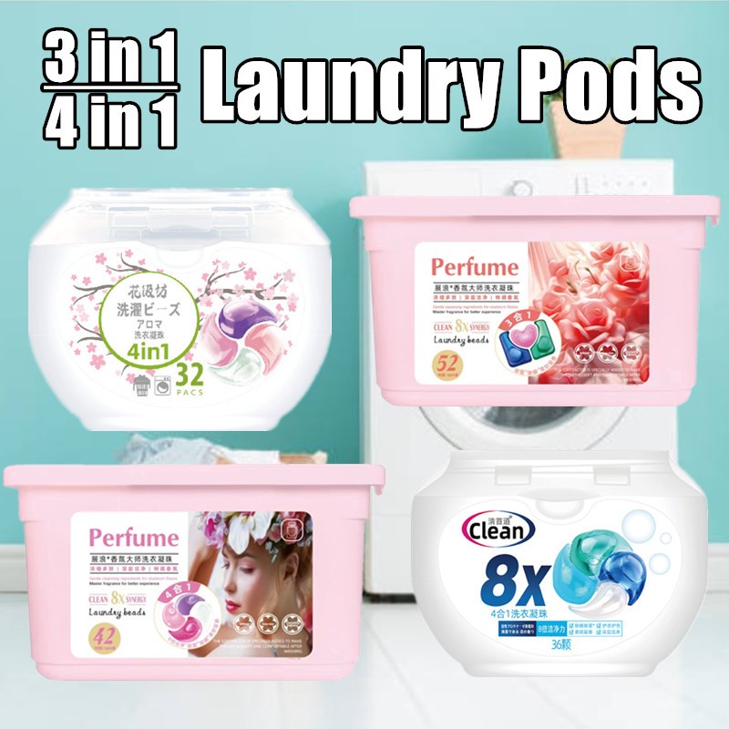 3 in 1 / 4 in 1 Laundry Pods-8x Cleaning Power, Wash Clothes Laundry ...