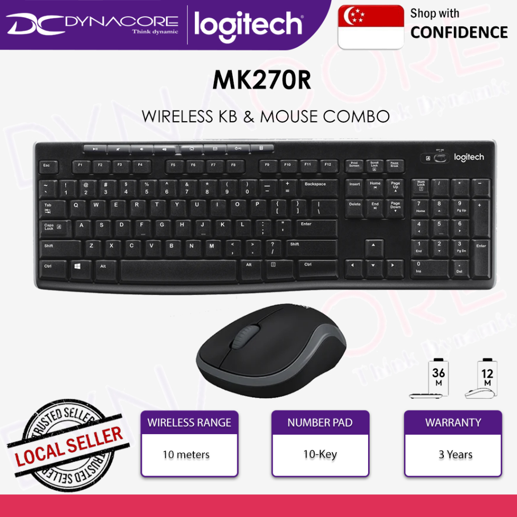 Dynacore Logitech Mk270r Wireless Keyboard And Mouse Combo 3 Years Local Warranty Shopee